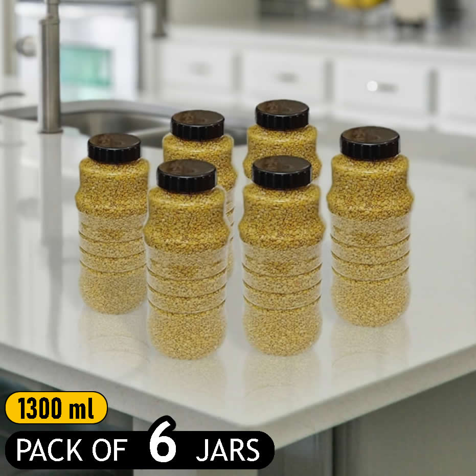 Buy Pack of 6 - Large Cylinder Jars 1300 ml - Plastic at Sale Price ...