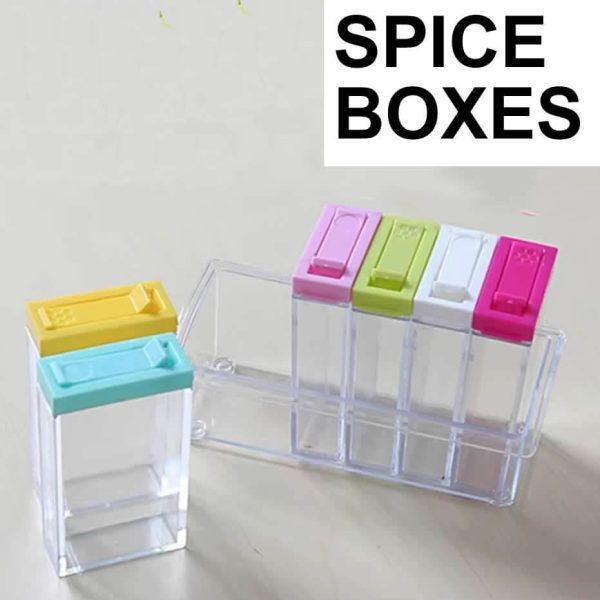 Buy 6 Pcs Spice Jars Condiment Boxes with Container - 100 ml Each Jar ...